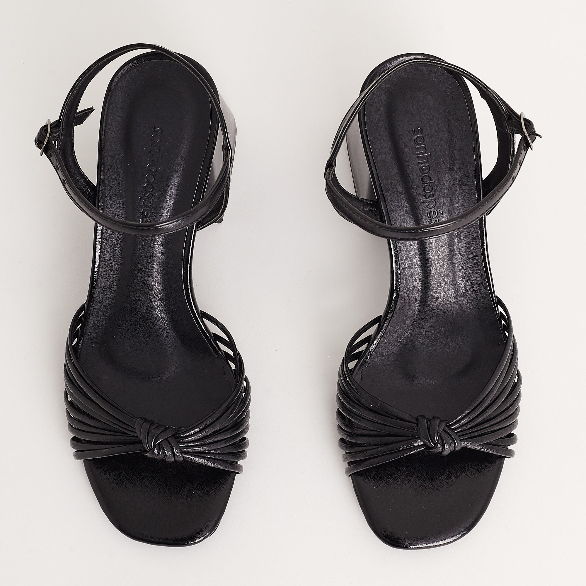 Sandália Alta Metalizada de Salto Bloco