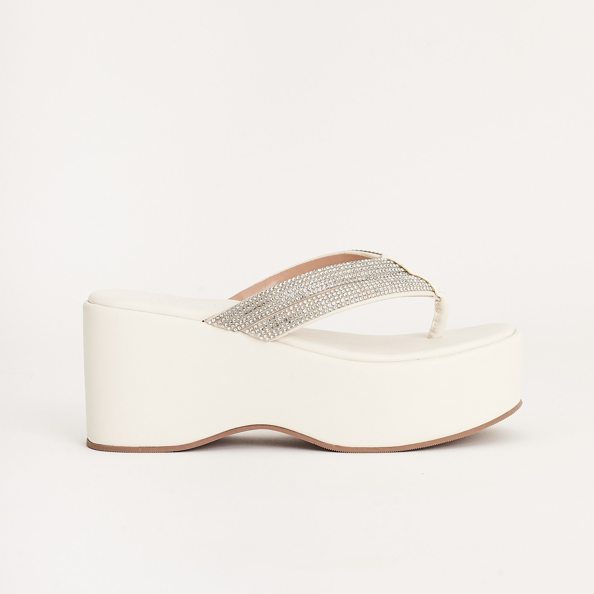 Plataforma Chinelo Strass Salto Rafia